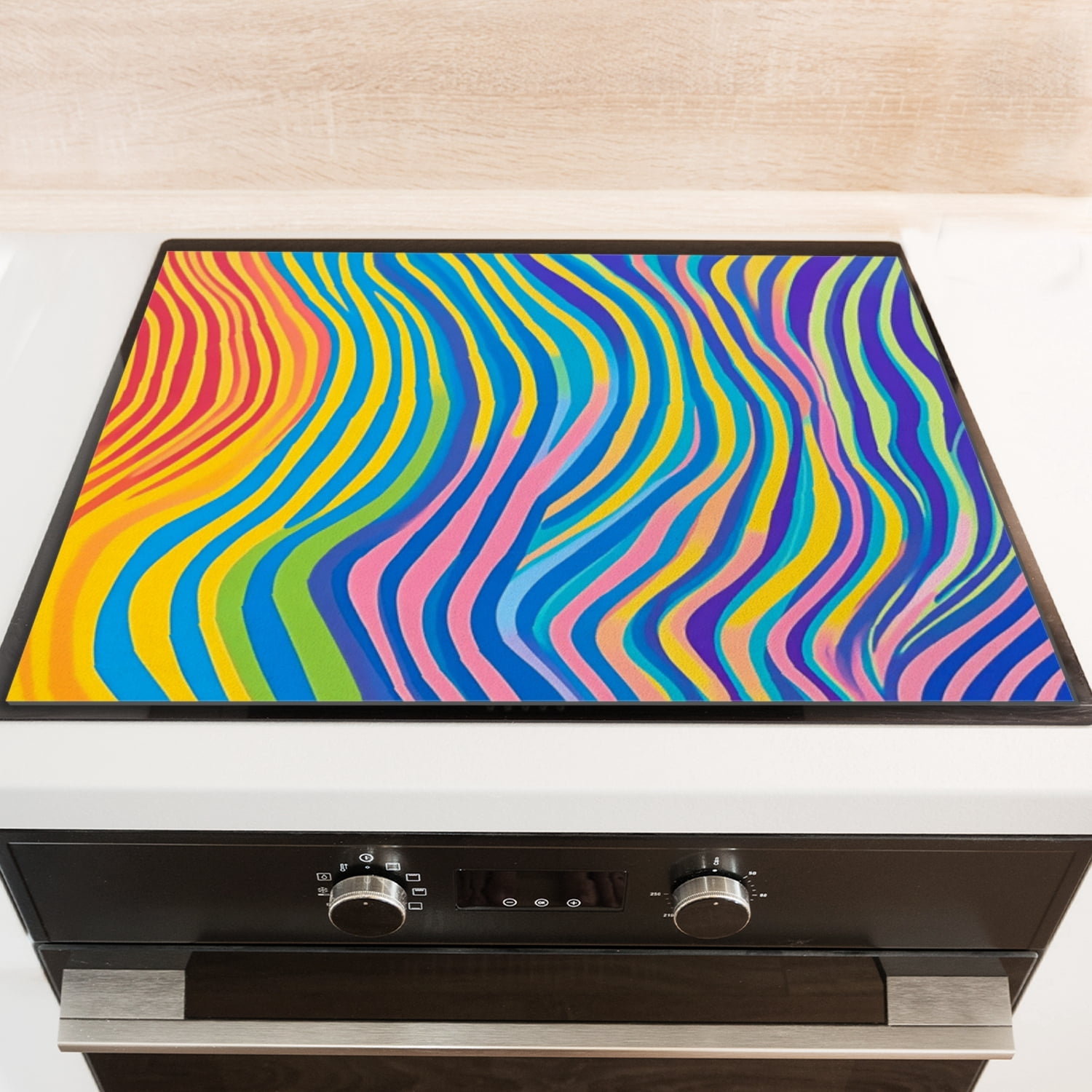 Silicone Stove Mat for Glass Top Stove, Wavy Rainbow Stripes Electric ...