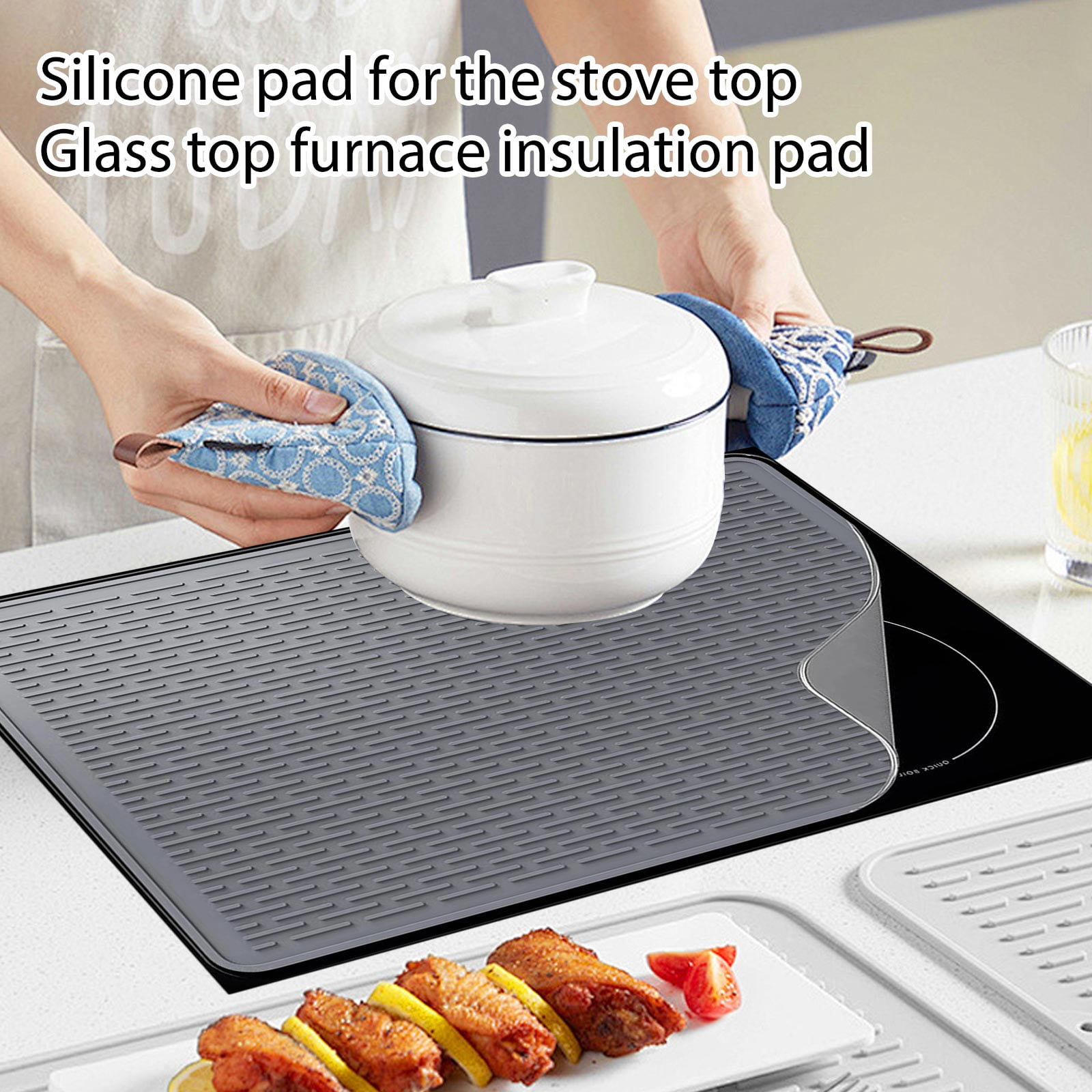 Silicone Stove Mat For Glass-Top Stoves - 420G Heat-Insulating ...