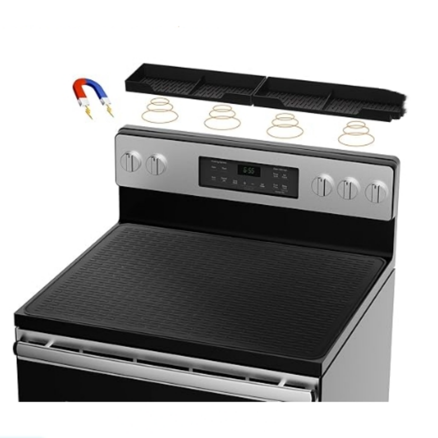 Silicone Stove Mat & Spice Rack Set: Stove Top Cover for Electric Stove ...
