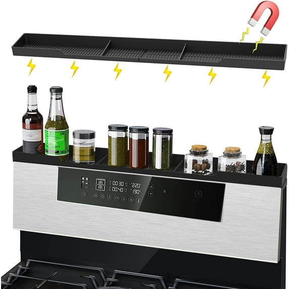 30 Inch Magnetic Silicone Stove Top Shelf, No Install Kitchen Spice ...