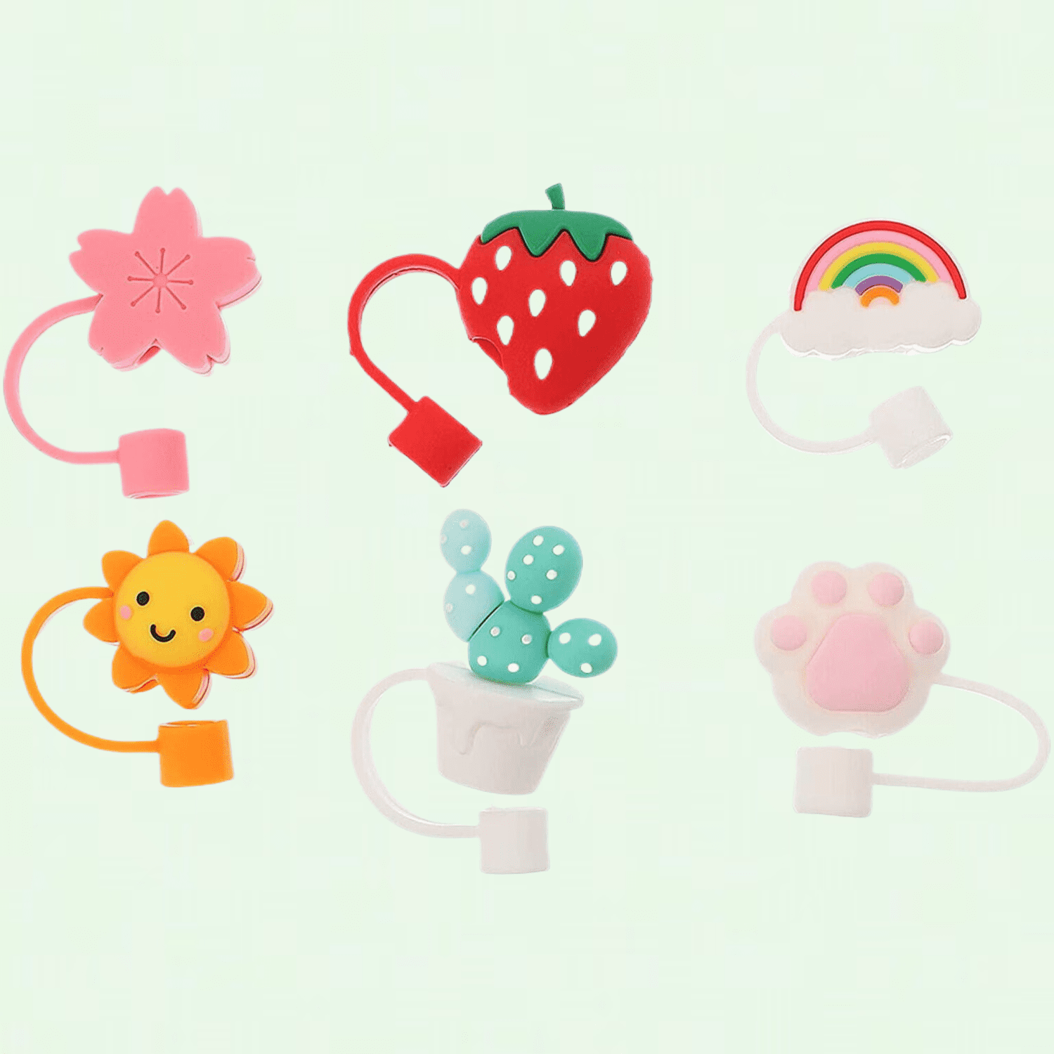 Silicone Straw Caps 6 Pcs, Reusable Straw Covers with Drinking Straw ...