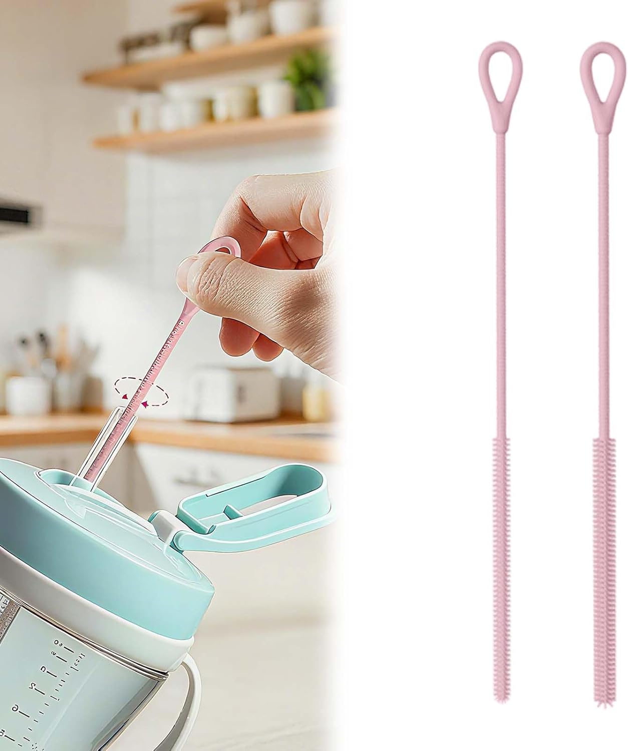 Silicone Straw Cleaner Brush, 2025 New Long Straw Brush Cleaner for ...