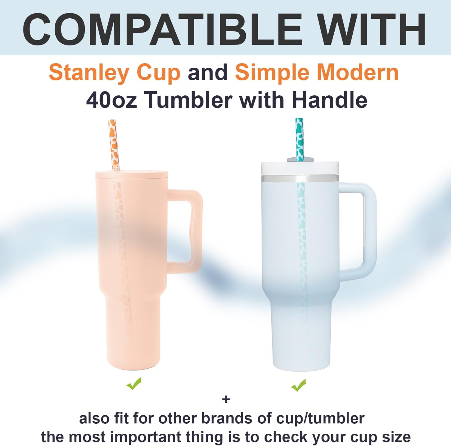 Silicone Straw Replacement For Stanley Cup, 8 Pack Reusable Long Rubber ...