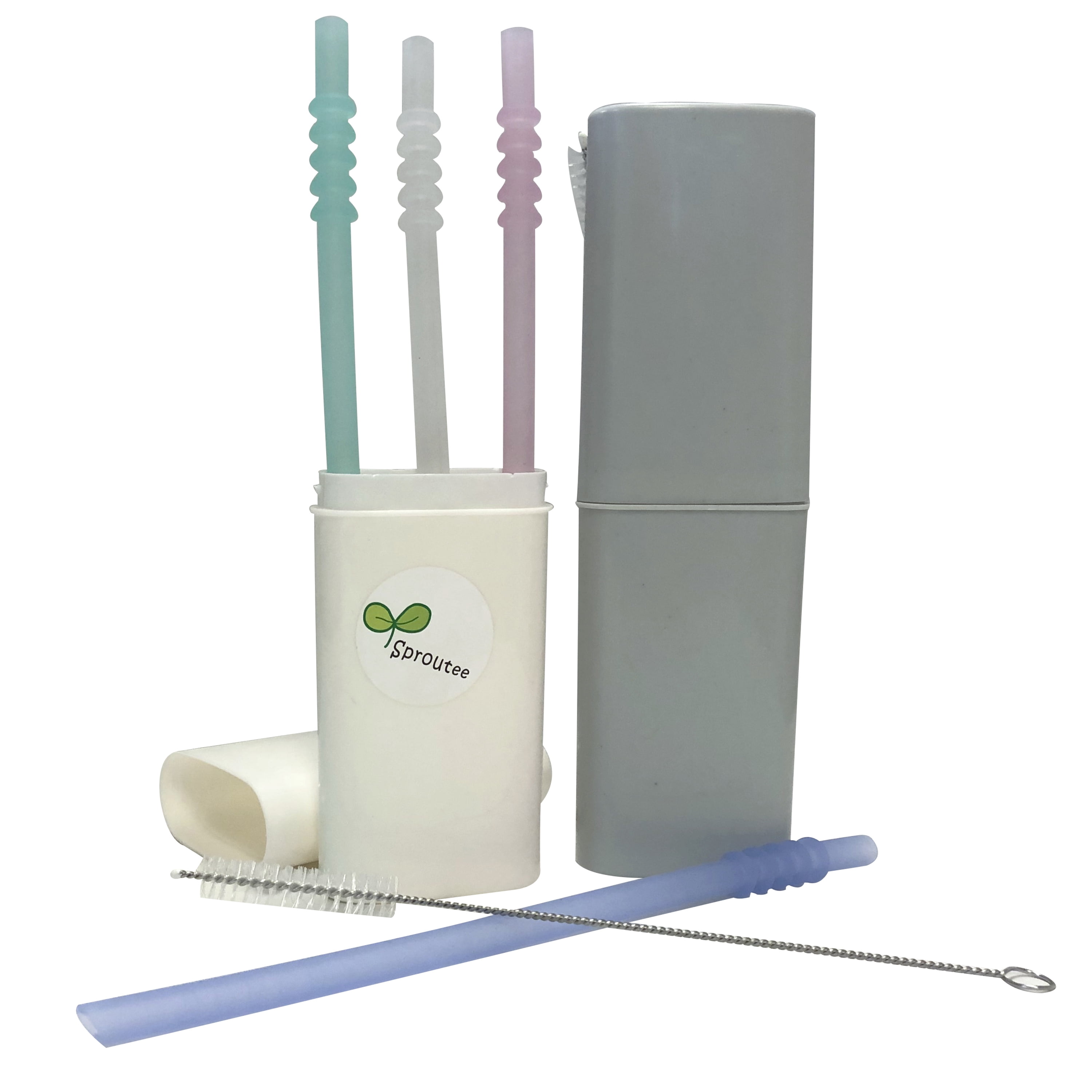 Silicone Straws With Bonus Container and Brush (White) - Walmart.com