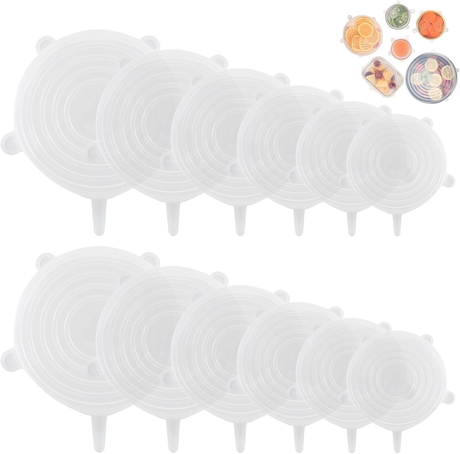 Silicone Stretch Lids – 12 Pack Reusable Food Covers,Flexible Silicone ...
