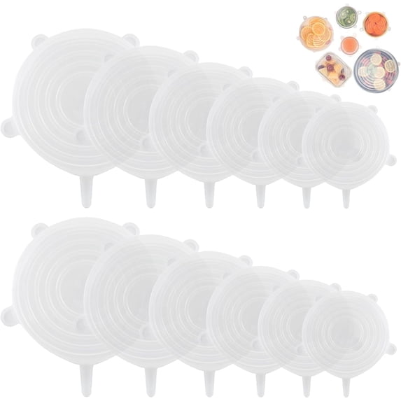 Silicone Stretch Lids – 12 Pack Reusable Food Covers,Flexible Silicone ...