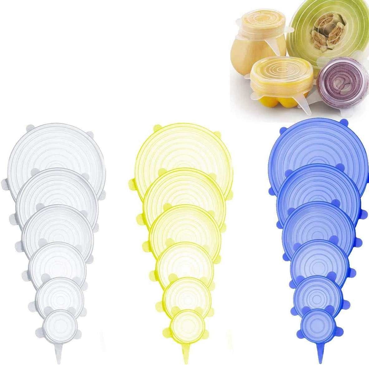 Silicone Stretch Lids For Freshness Locking, Reusable Expandable Lids ...