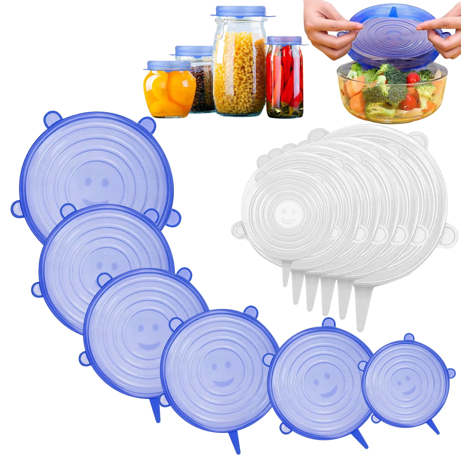 Silicone Stretch Lids (Set of 12), Reusable Food Container Cover Seal ...