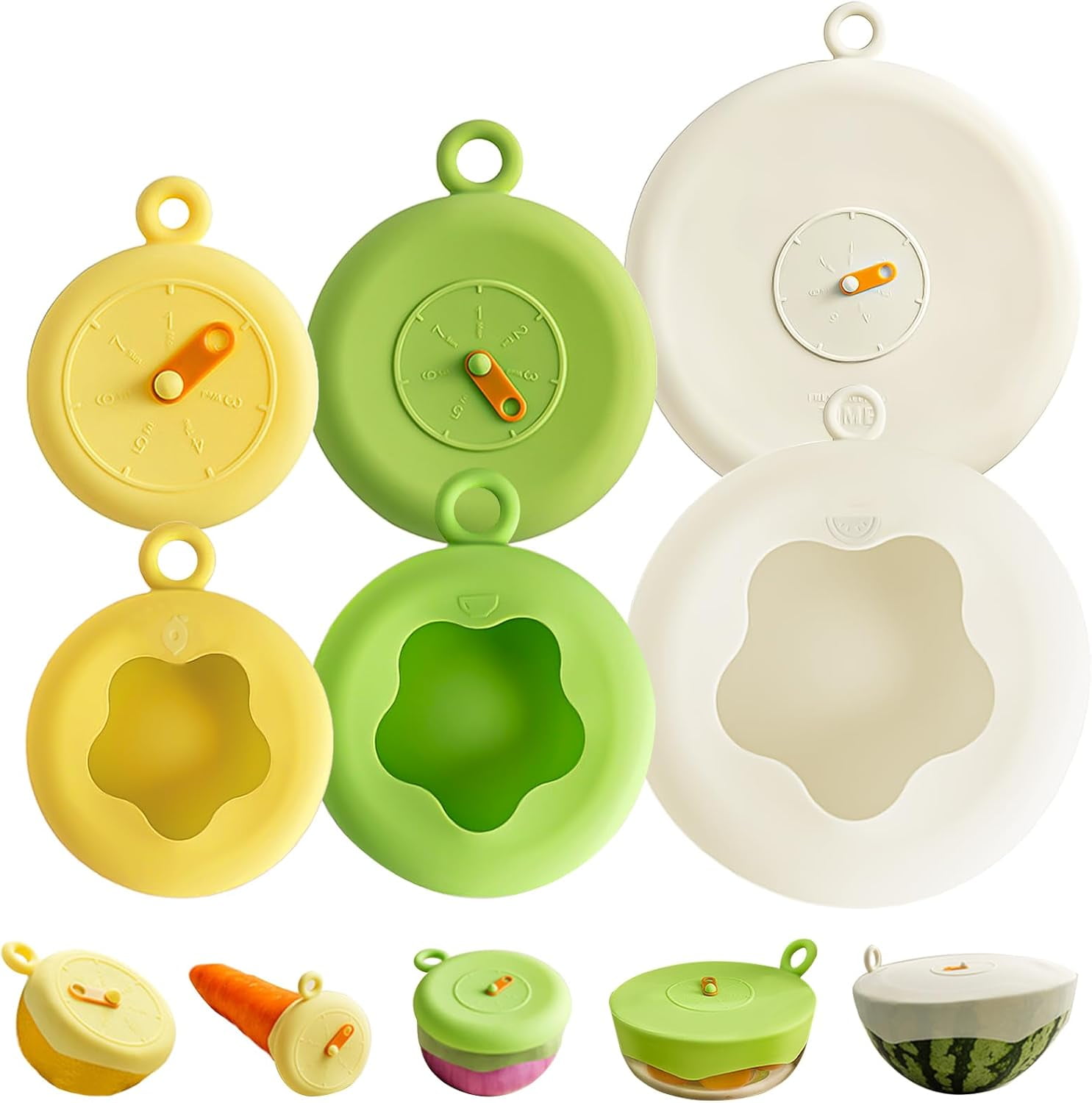 Silicone Stretch Lids Set for Food Storage, 6 Pcs Food-grade Reusable ...