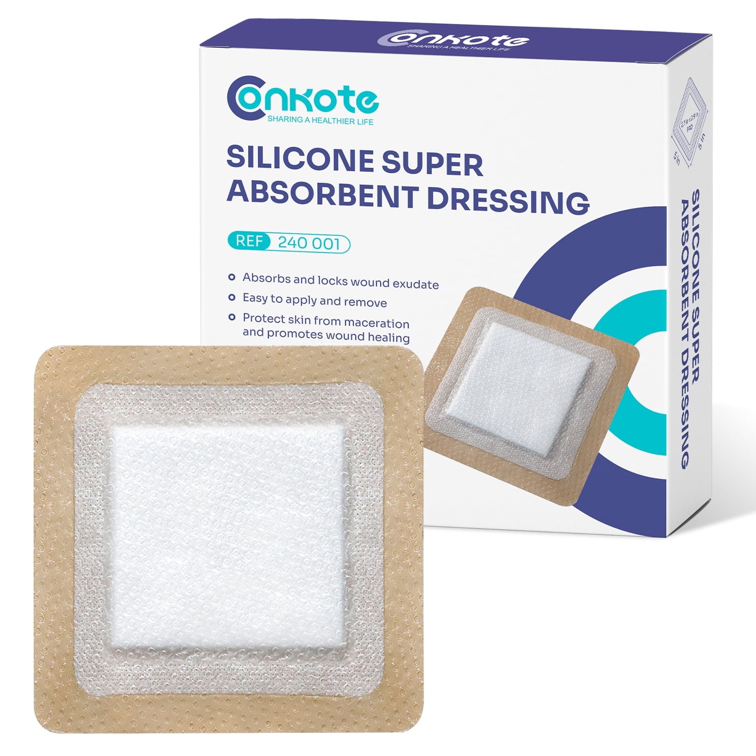 Silicone Super Absorbent Wound Dressing with Border Adhesive Bandage ...