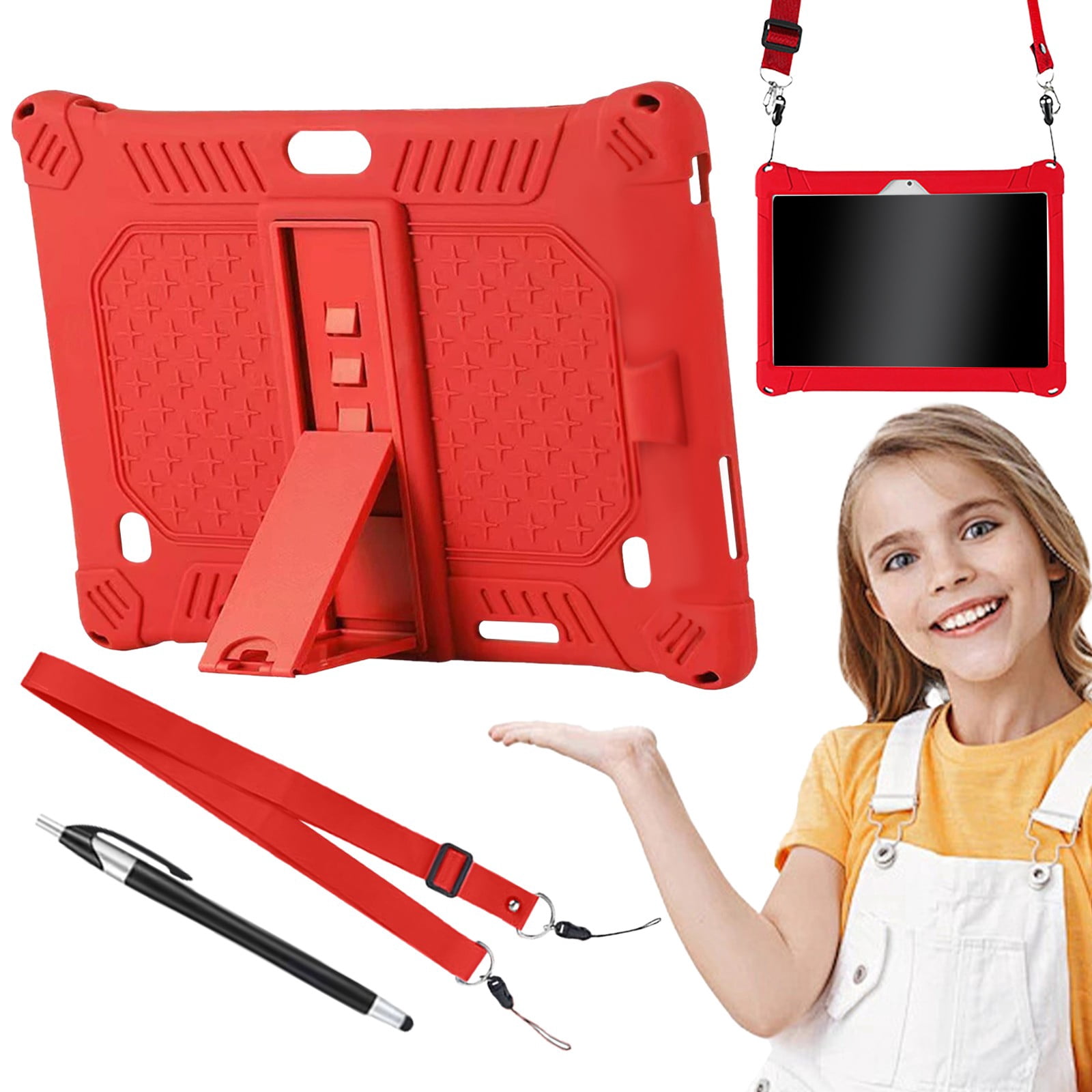 Silicone Tablet Case for 10/10.1 Inch Android Tablet with Stand, Stylus ...