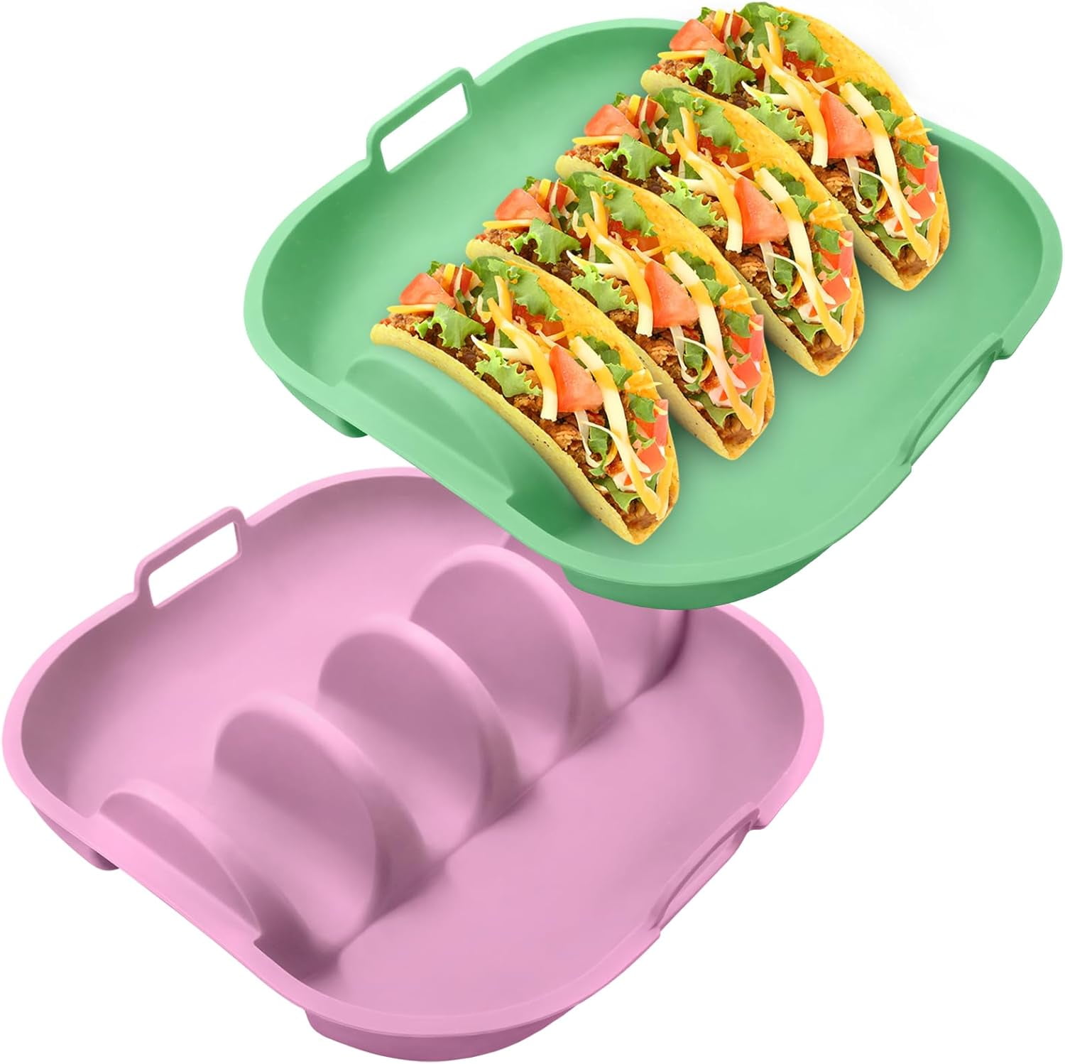 Silicone Taco Holder Set of 2-10 Inch Flexible Dividers Plates for Hard ...