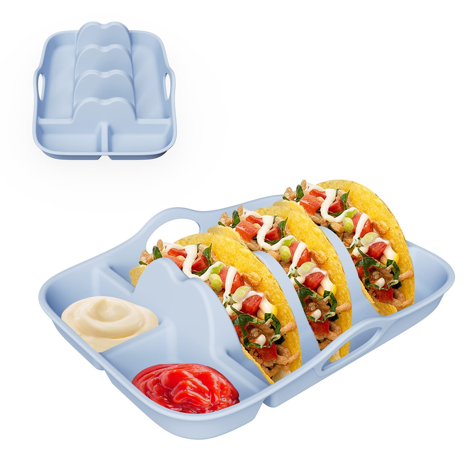 Silicone Taco Plates Holder, Taco Holder Plates with Dividers and ...