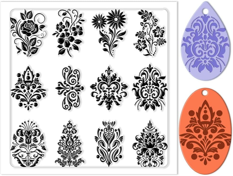 Silicone Texture Stamp Retro Flowers Polymer Clay Texture Sheets ...