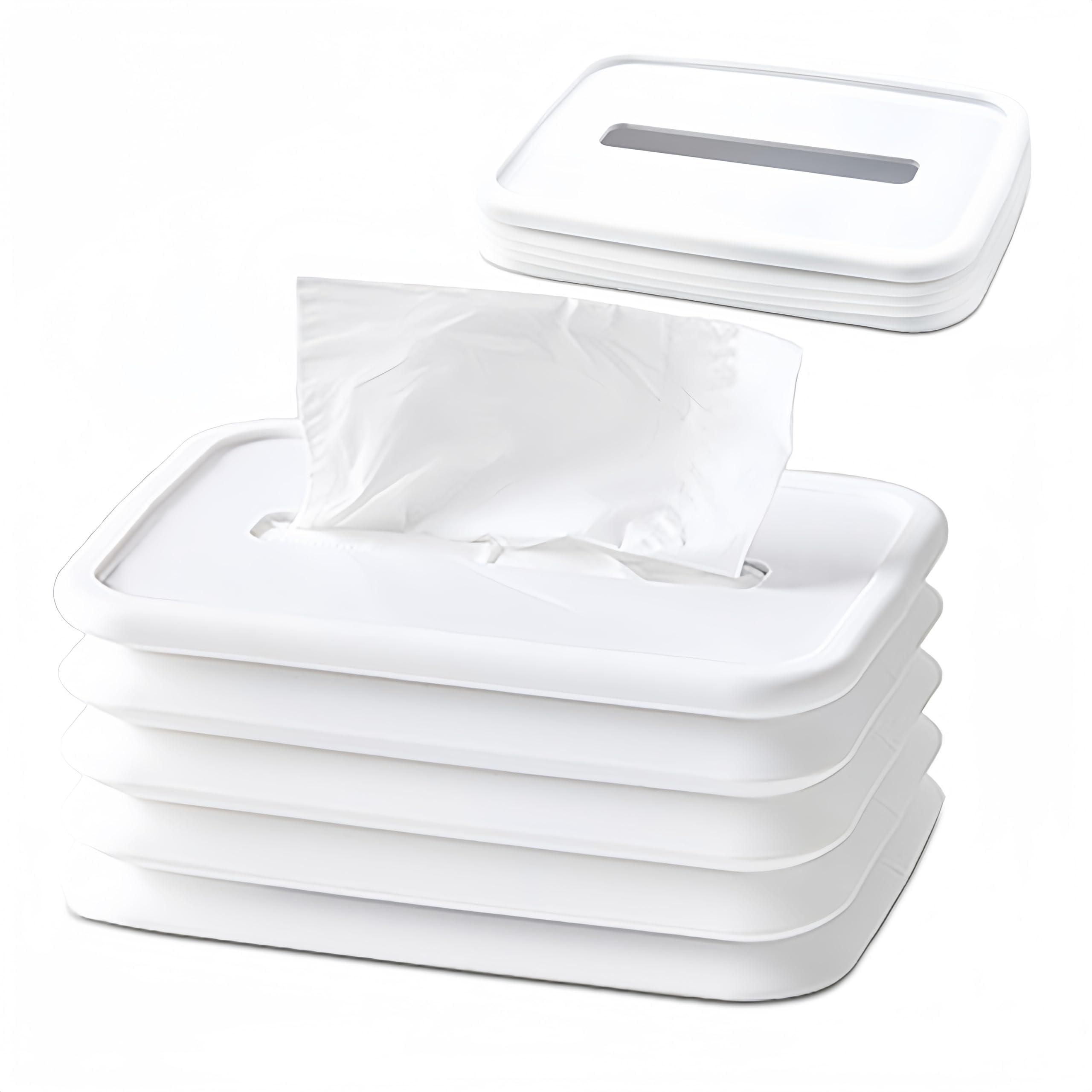 Silicone Tissue Box Cover Foldable Cute Tissue Box Holder Rectangle ...