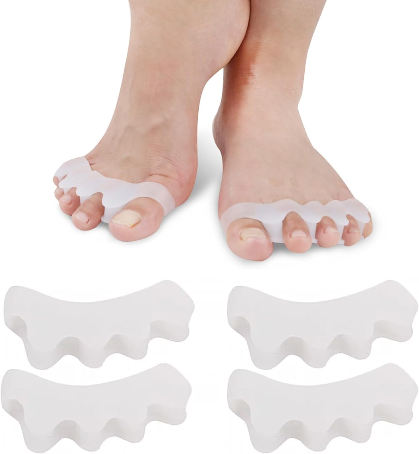Silicone Toe Separators 2 Pair, Toe straighteners for Curled Toes, Toe ...