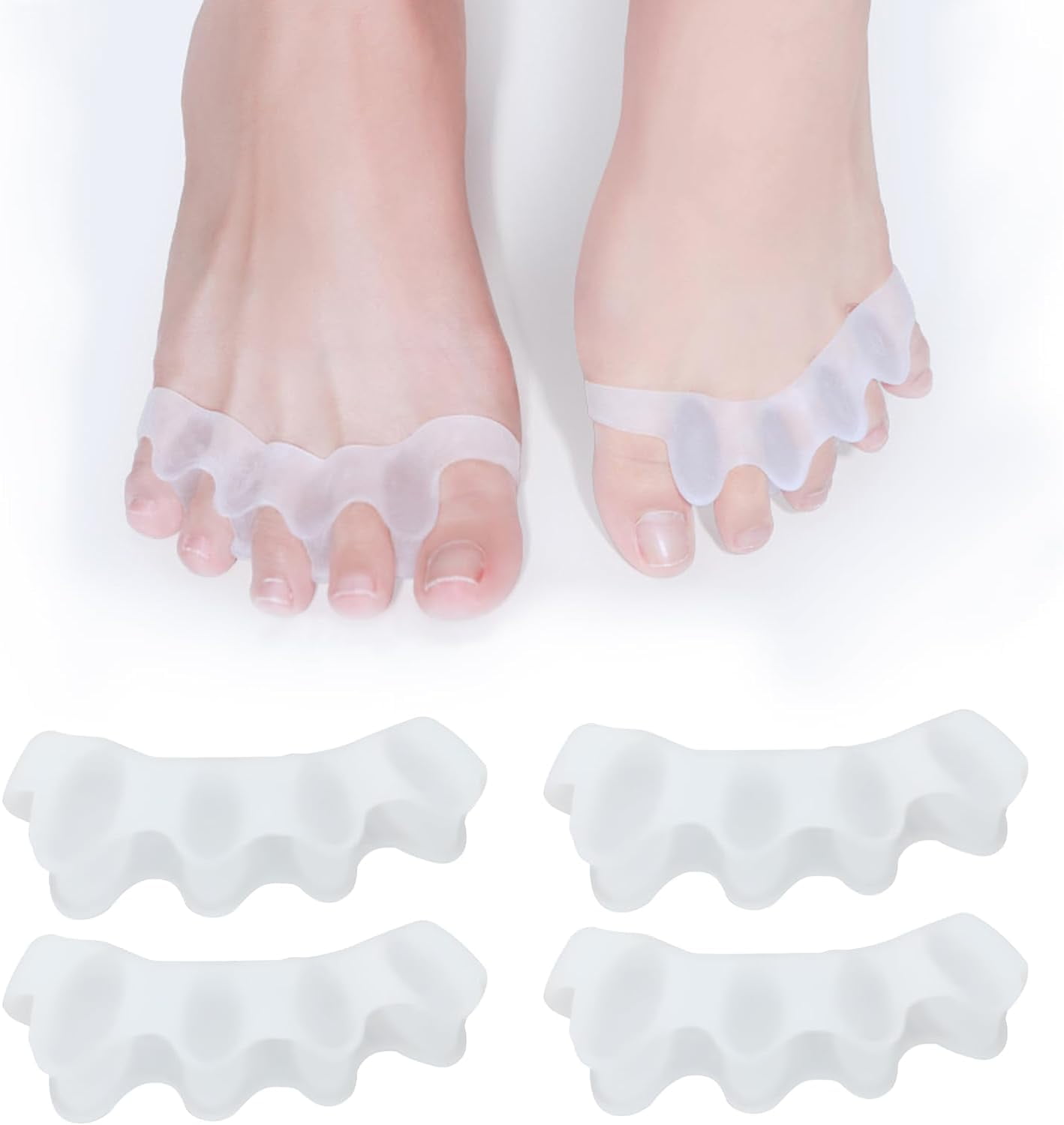 Silicone Toe Separators 2 Pair, Toe straighteners for Curled Toes, Toe ...
