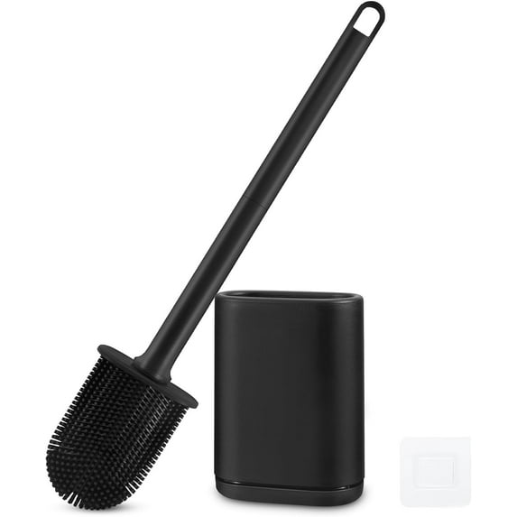 Silicone Toilet Bowl Brush, Long Handle and Holder Combo, Flexible ...