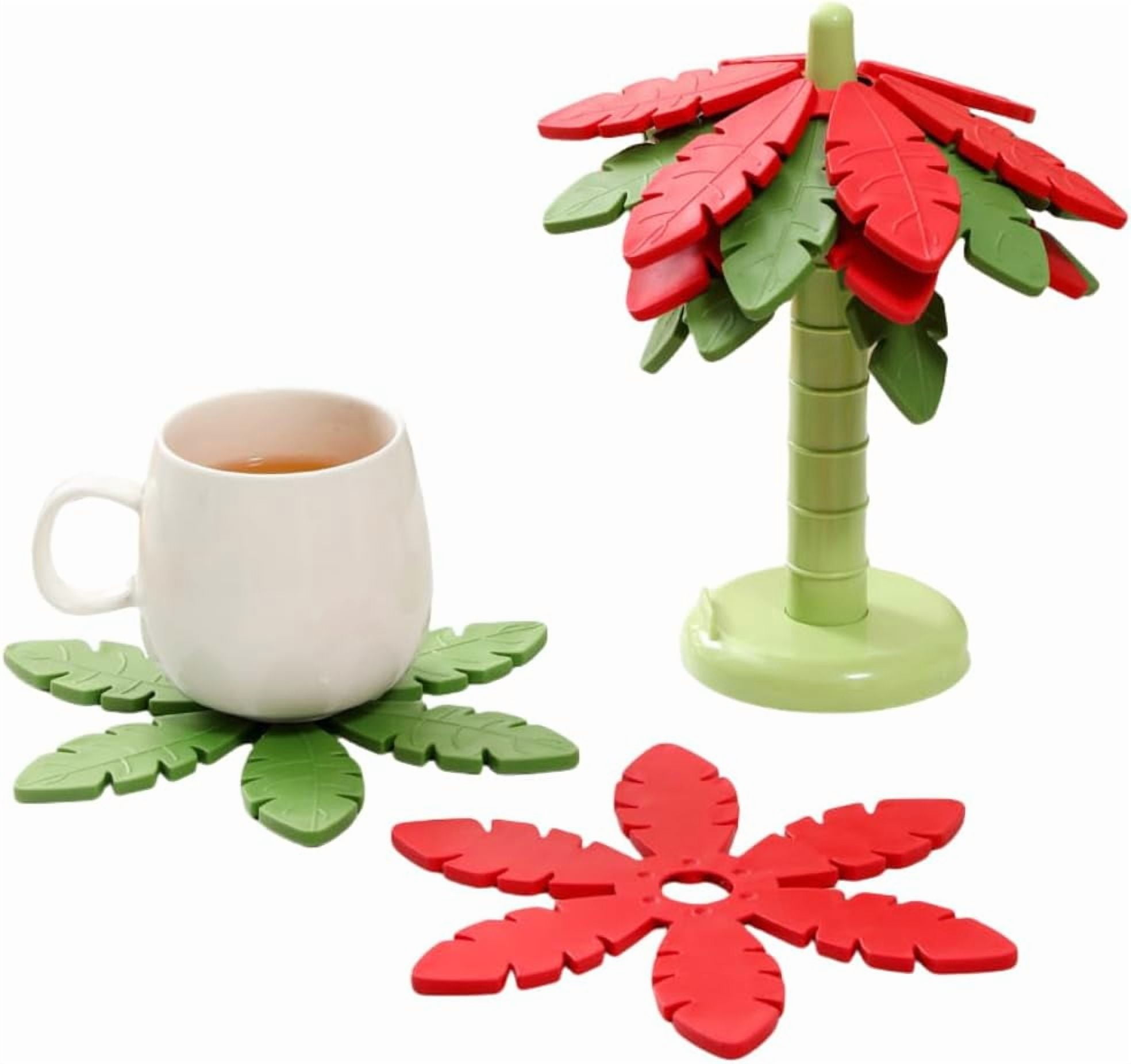 Silicone Tree Trivets for Hot Dishes, Heat Resistant Hot Pads (Red ...