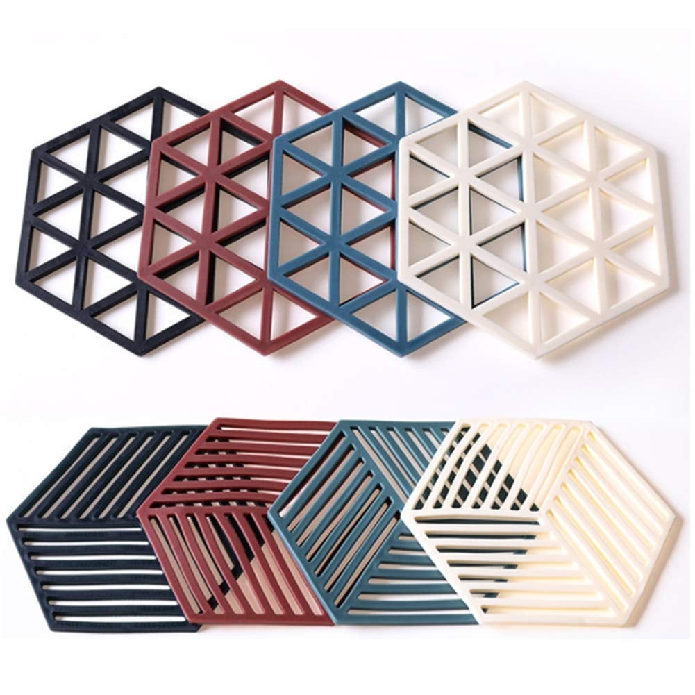 "GIRACOA Silicone Trivet Mats and Hot Pads, 8 Pcs Set, Hexagon Design ...