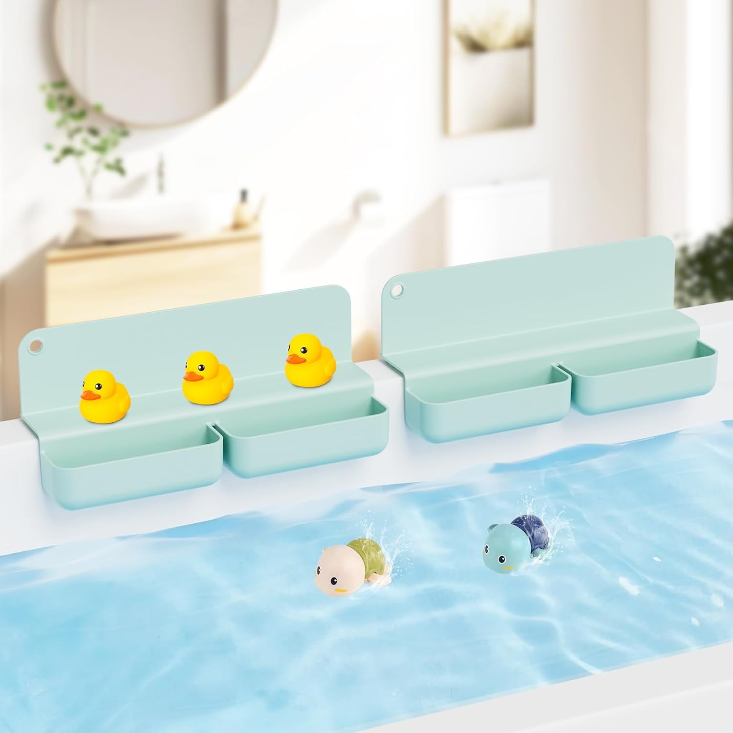 Silicone Tub Shelf with 80 Suction Cups, 2 Pack Bathtub Splash Guard ...