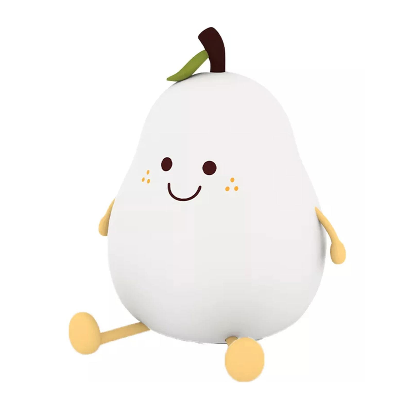 Silicone USB Night Light Warm Light Smile Pear-Shape Lamp Mini Table ...