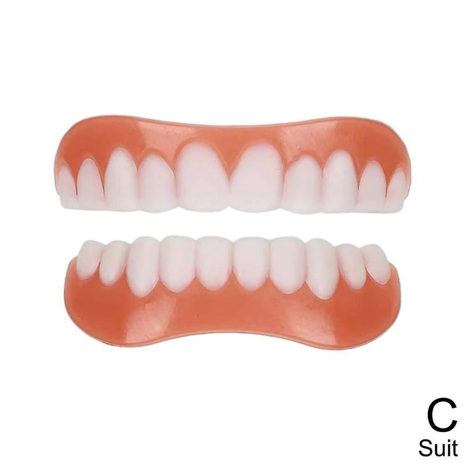 Silicone Upper/Lower Artificial False Teeth Veneers FAST Dentures Paste ...