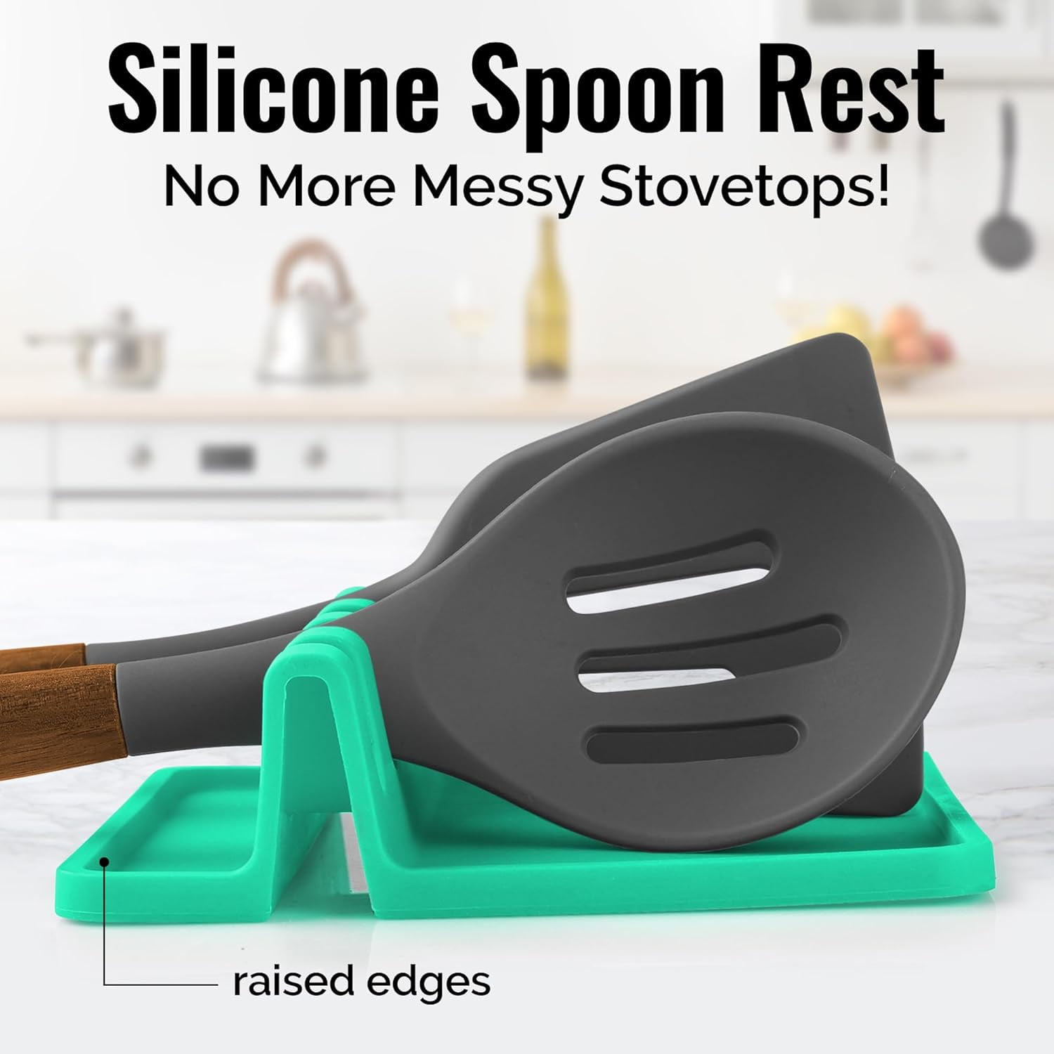 Silicone Utensil Rest with Drip Pad for Multiple Utensils, Heat ...