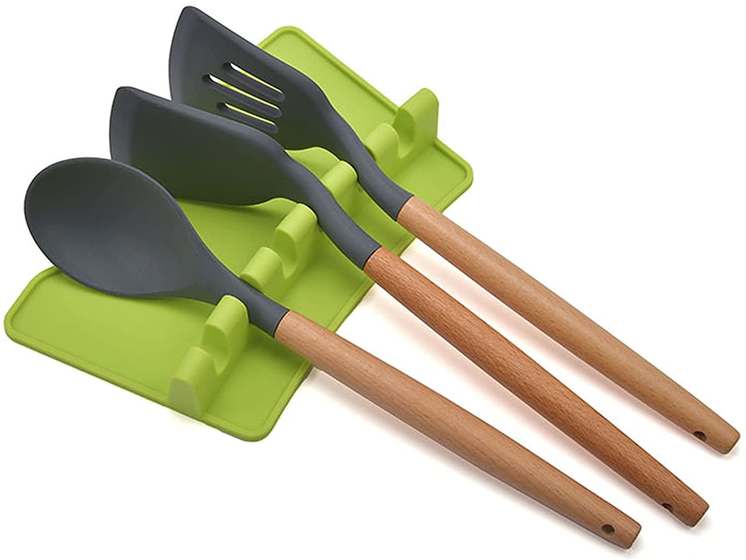 Silicone Utensil Rest with Drip Pad for Multiple Utensils Spoon Rest ...