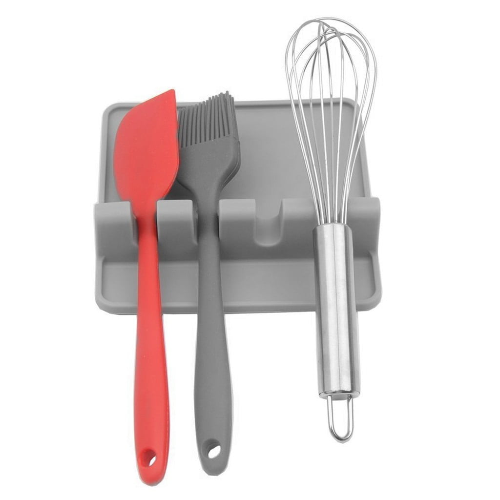 Silicone Utensil Rest with Drip Pad Multiple Utensils Spoon Rest ...