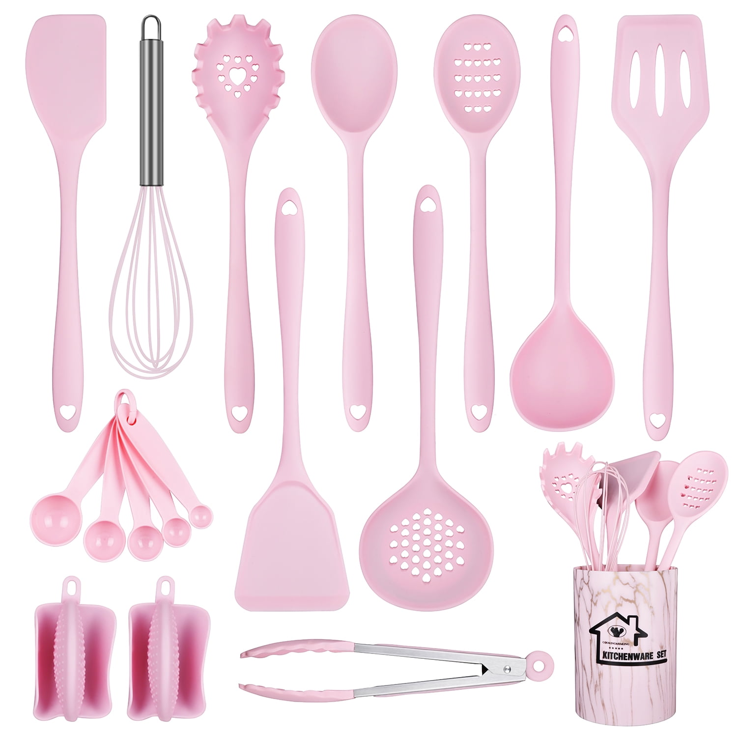 Mainstays 10 Piece Silicone Utensil Set - Pink Mist - Walmart.com