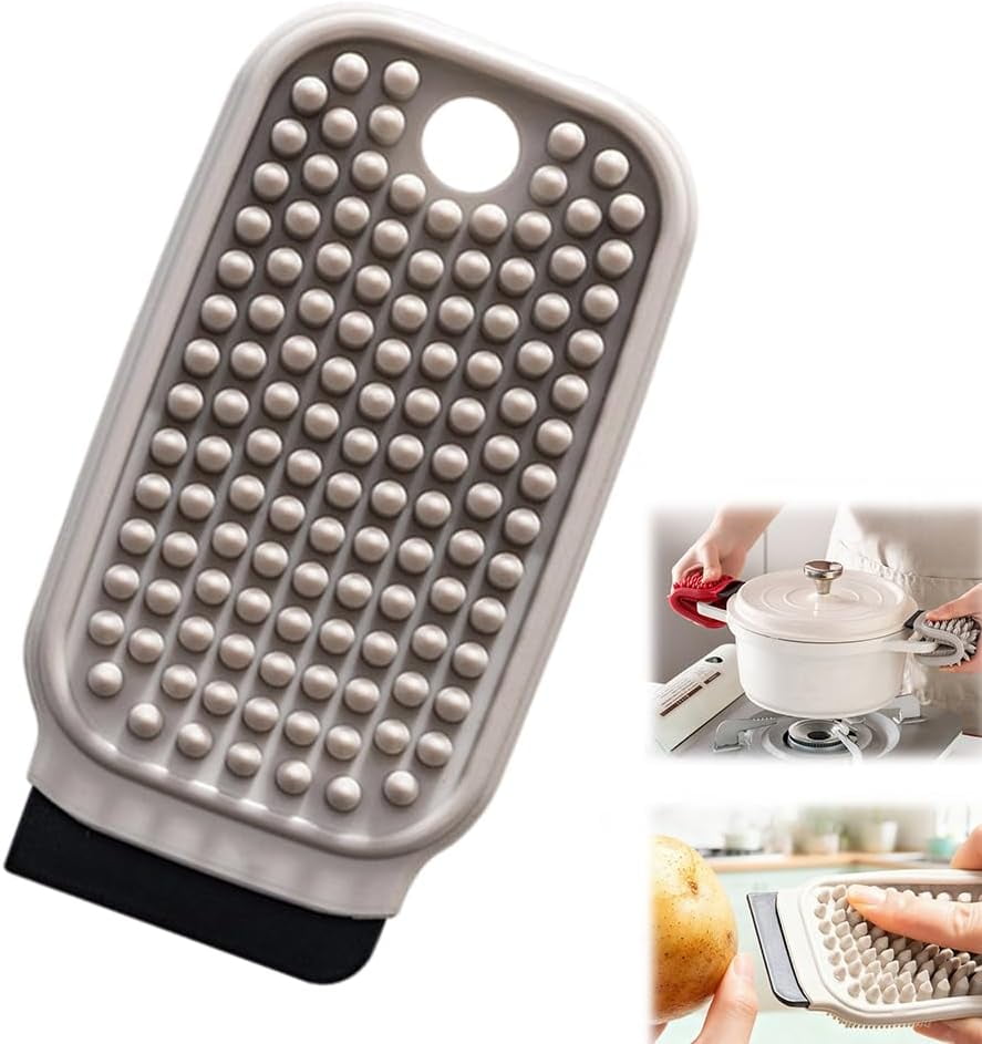 Silicone Vegetable Brush Potato Scrubber Dual Sided Hard Soft Bristles ...