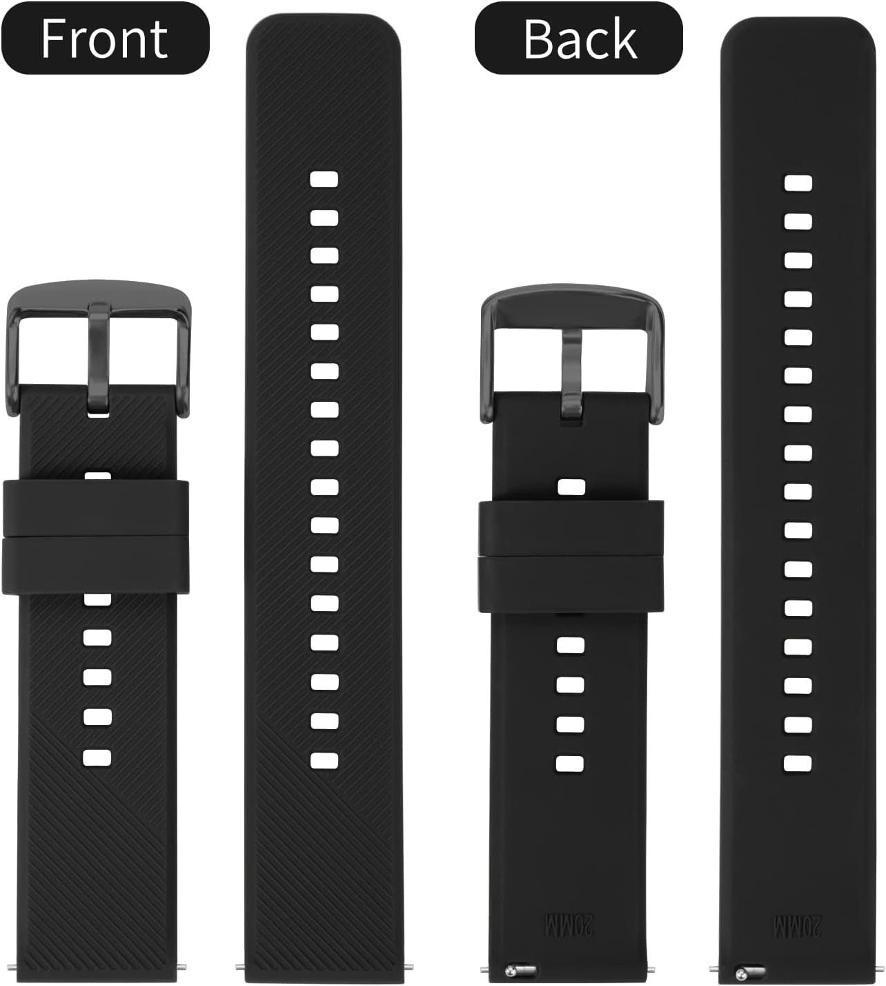 Silicone Watch Bands Rubber - Black Quick Release Watch Straps Soft ...