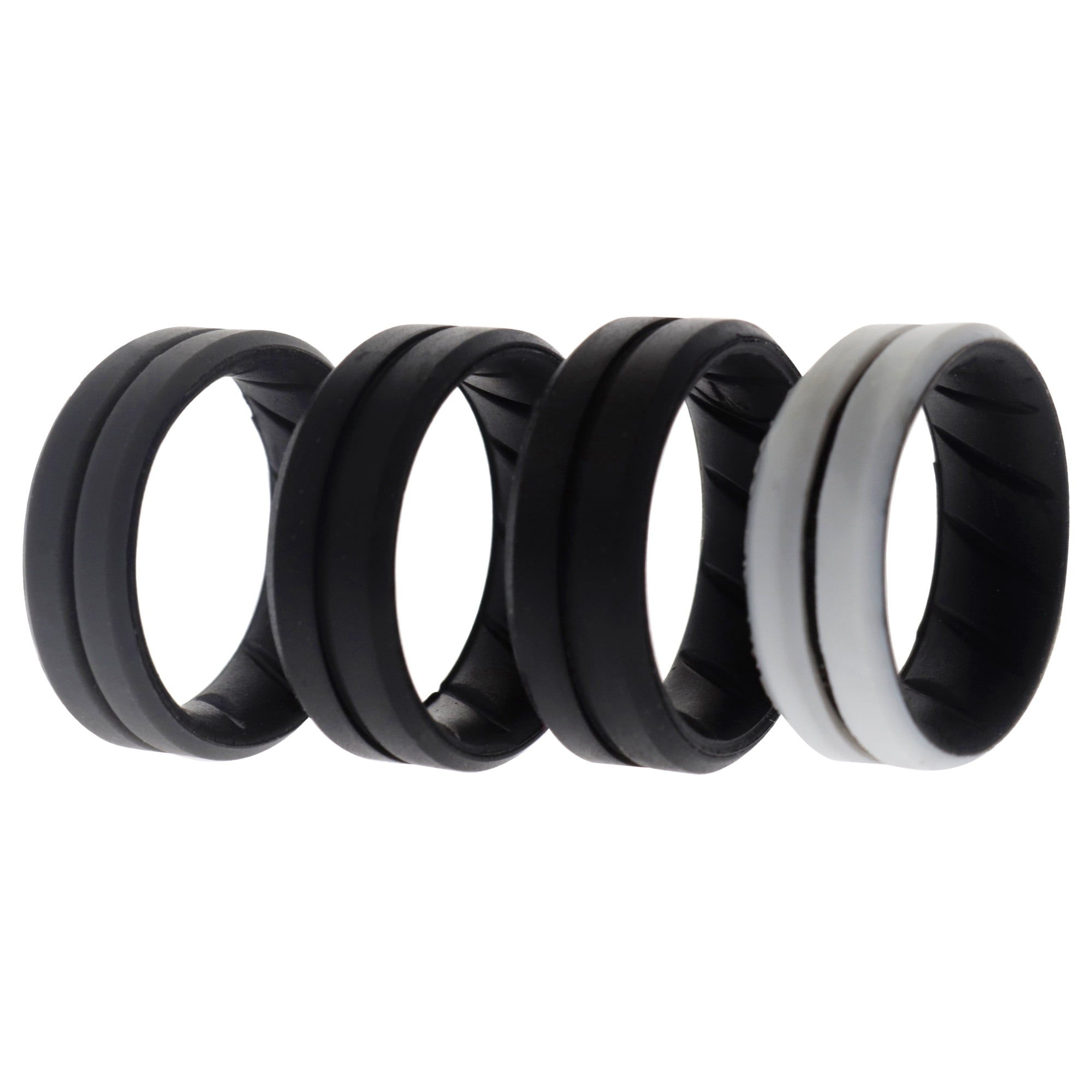 Silicone Wedding BR Middle Line Ring Set - Marble by ROQ for Men - 4 x ...