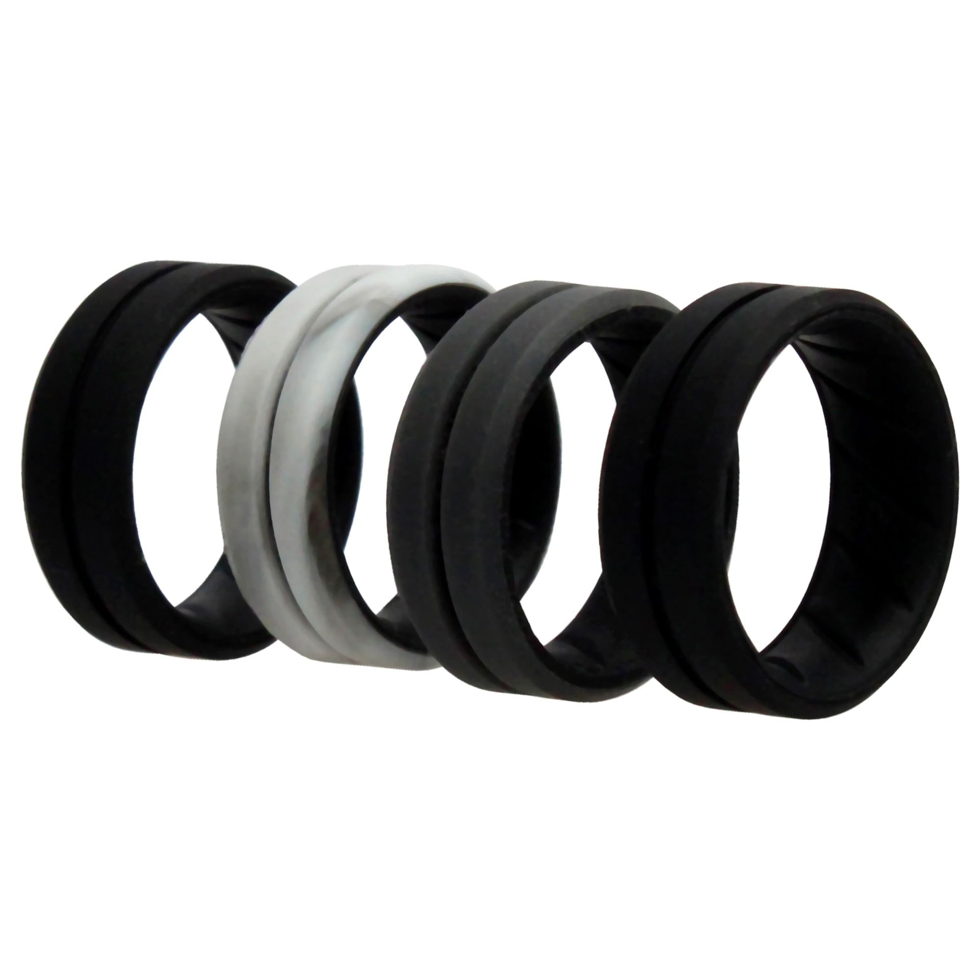 Silicone Wedding BR Middle Line Ring Set - Marble by ROQ for Men - 4 x ...
