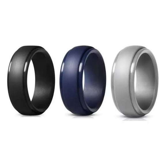 Silicone Wedding Ring Band Men Woman Temporary Rubber Flex Gym Black ...