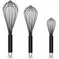 Silicone Whisk Set of 3 Non Scratch Non Stick Silicone Coated Stainless ...