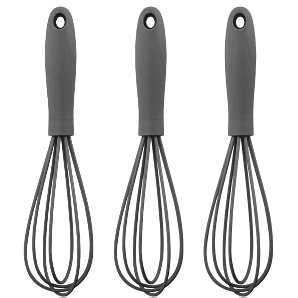 Silicone Whisk, Set of 3 Stainless Steel & Silicone Wisk Kitchen Tool ...