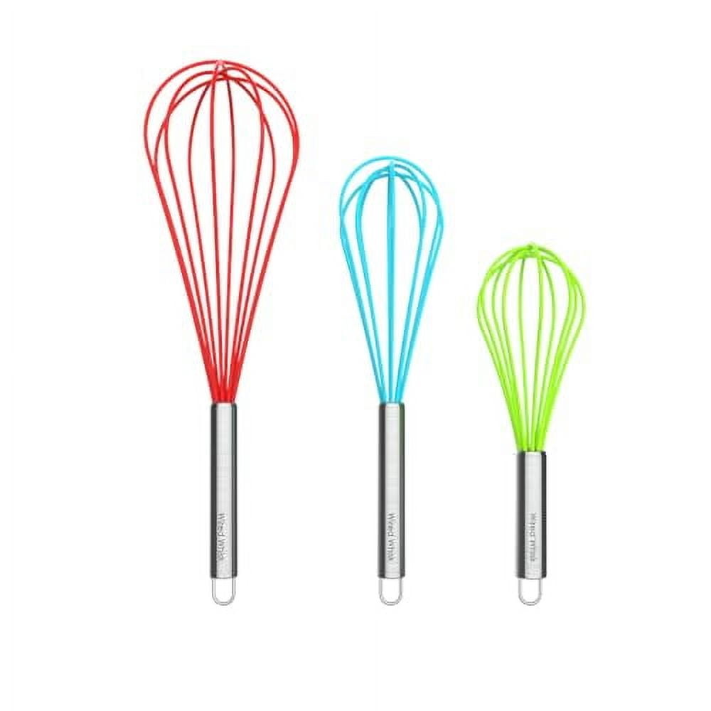 Silicone Whisk Set of 3 - Silicone Whisks for Cooking Non-Scratch ...