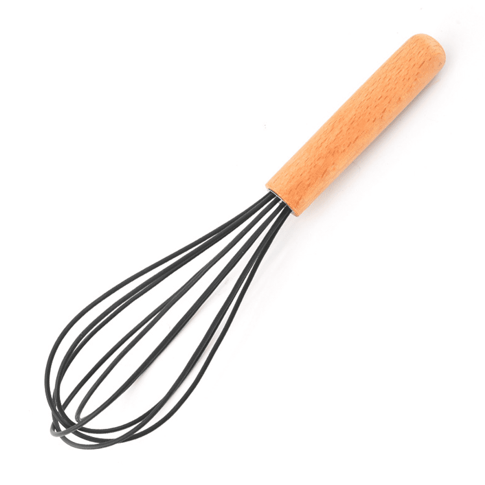 Silicone Whisk with Wood Handle -Whisk for Pancake Batter, Eggs and Egg ...