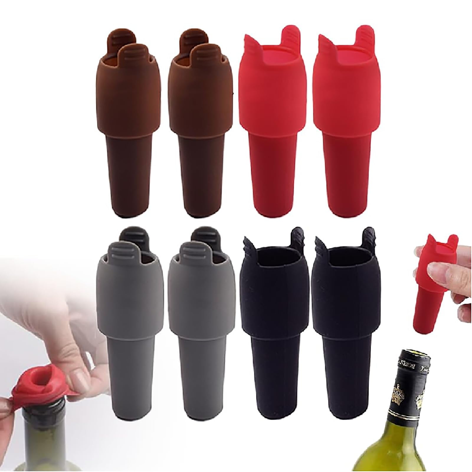 Silicone Wine Sealing Stopper with Handle, 2025 Reusable Sparkling Wine ...