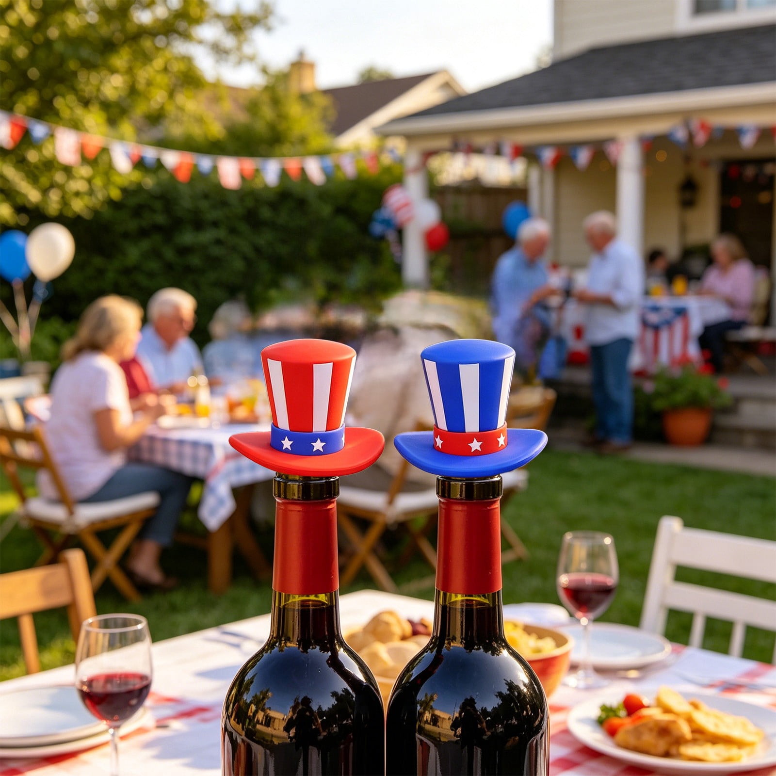 Silicone Wine Stopper with Hat Decoration, Reusable Bottle Sealer for ...
