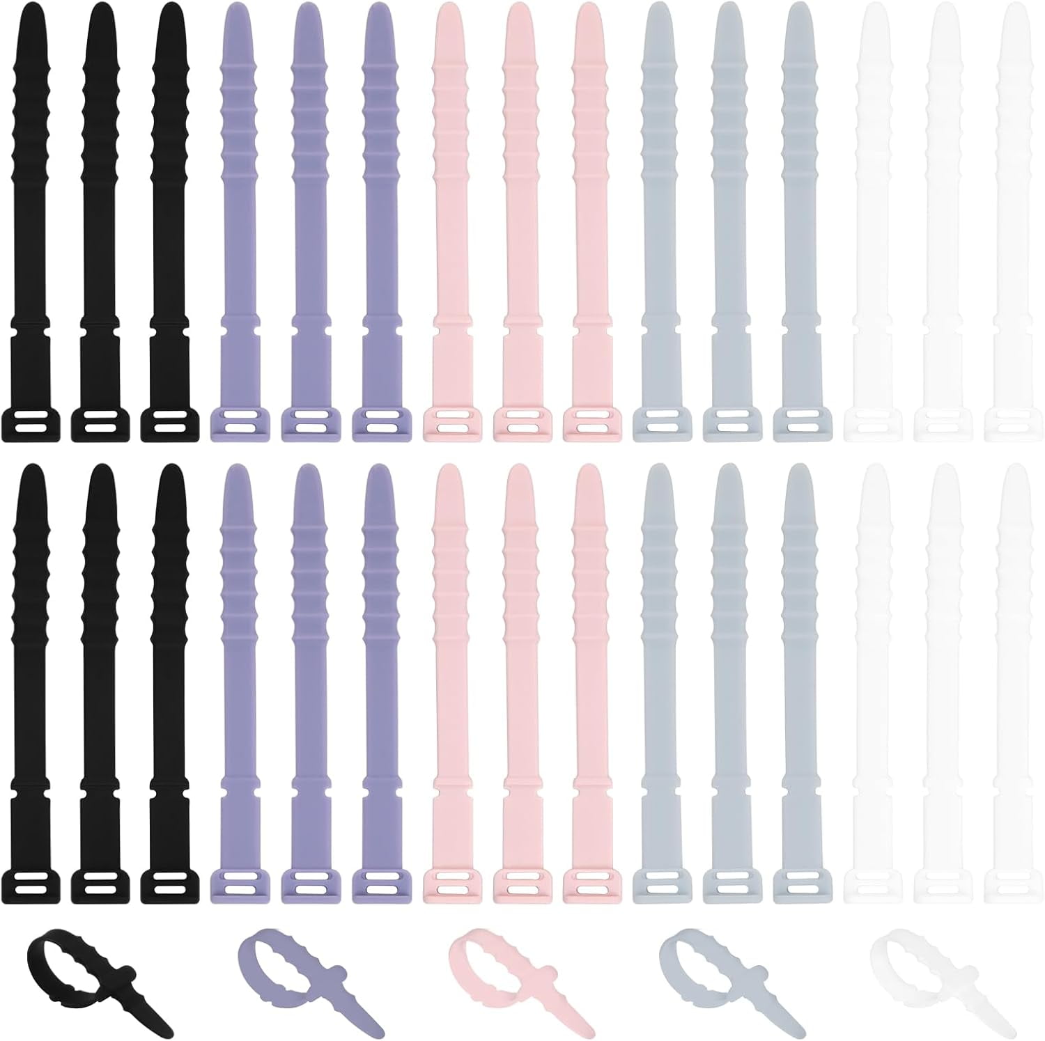 Silicone Zip Ties, Reusable Zip Ties, 30pcs Rubber Cable Ties Straps ...