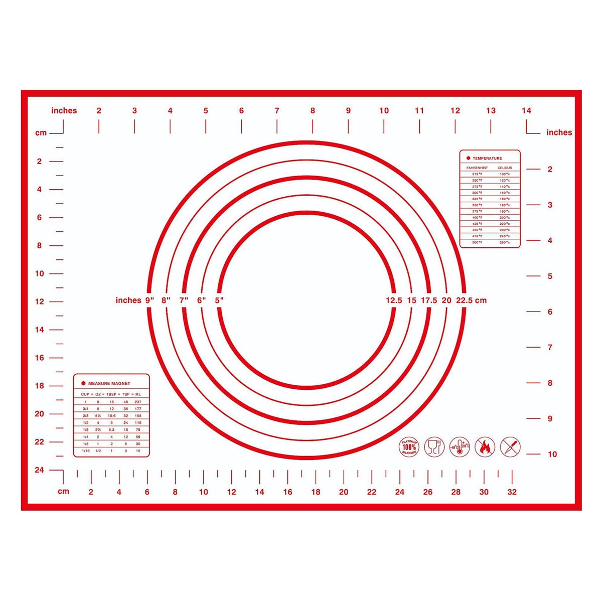 Silicone counter mat, measuring non-slip dough rolling mat, reusable ...