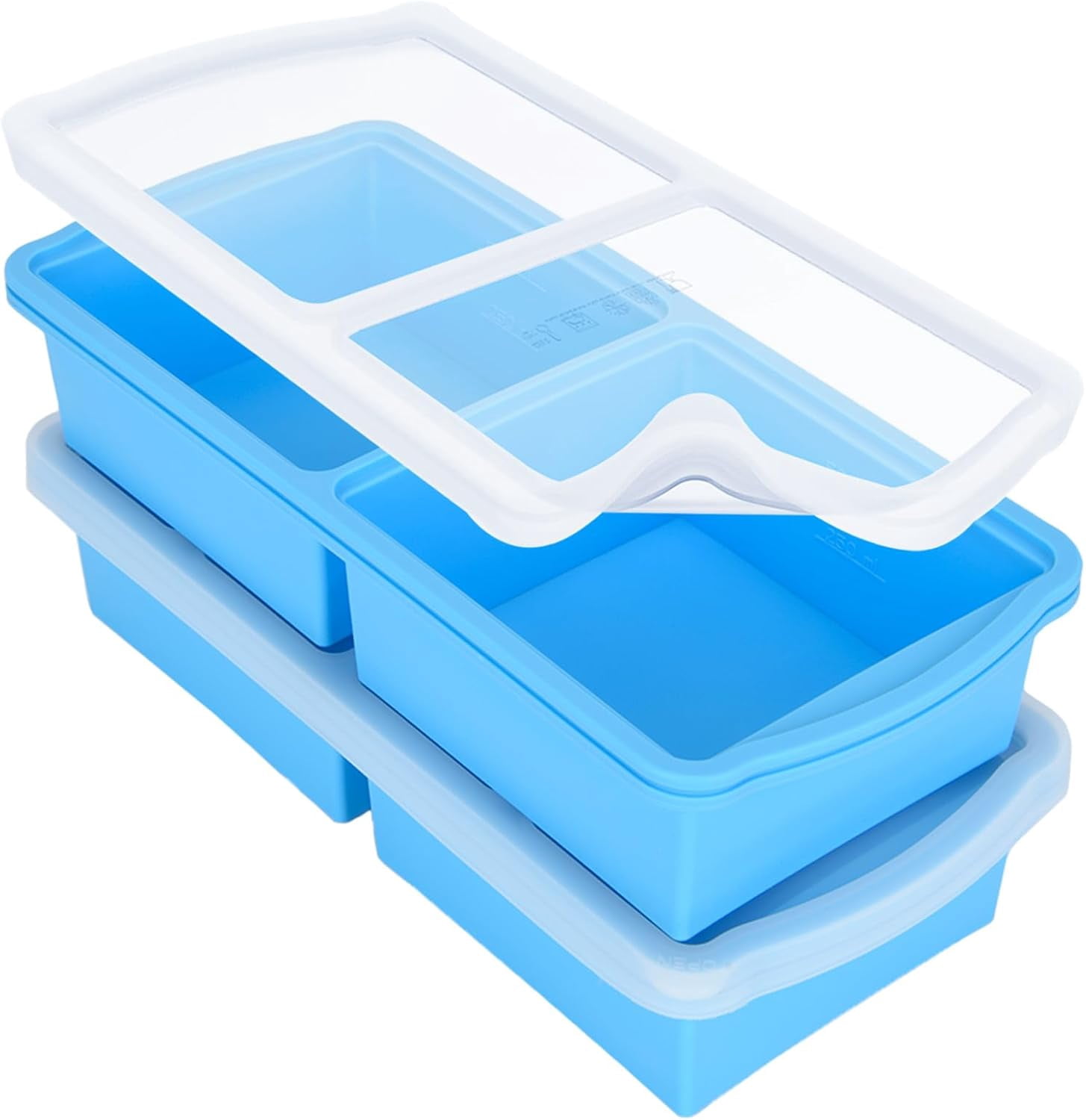 Silicone freezer molds, 2-cup Silicone Freezer Trays with Lid,Soup ...