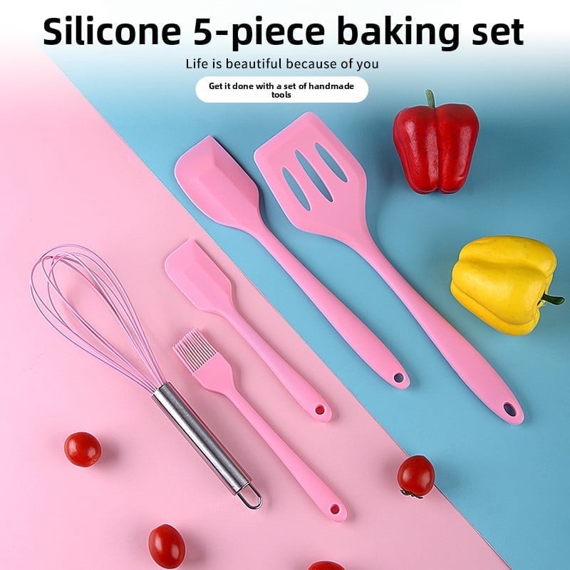 Silicone kitchenware 5-piece set non-stick spatula spoon set egg beater ...