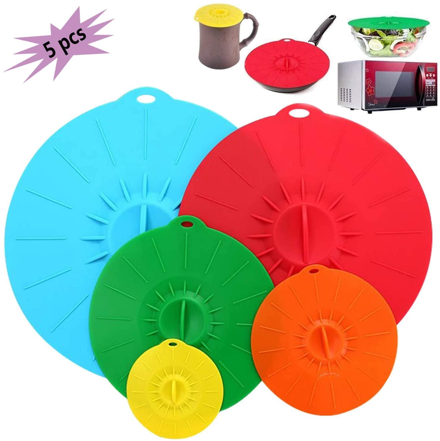 Silicone lids, 5 different sizes of fresh lids, silicone lids are ...