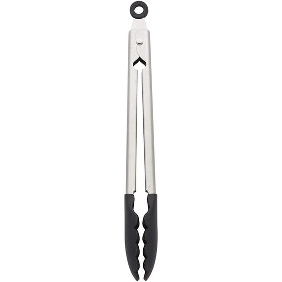 Silicone tipped stainless steel tongs, 12 inches, black - Walmart.com
