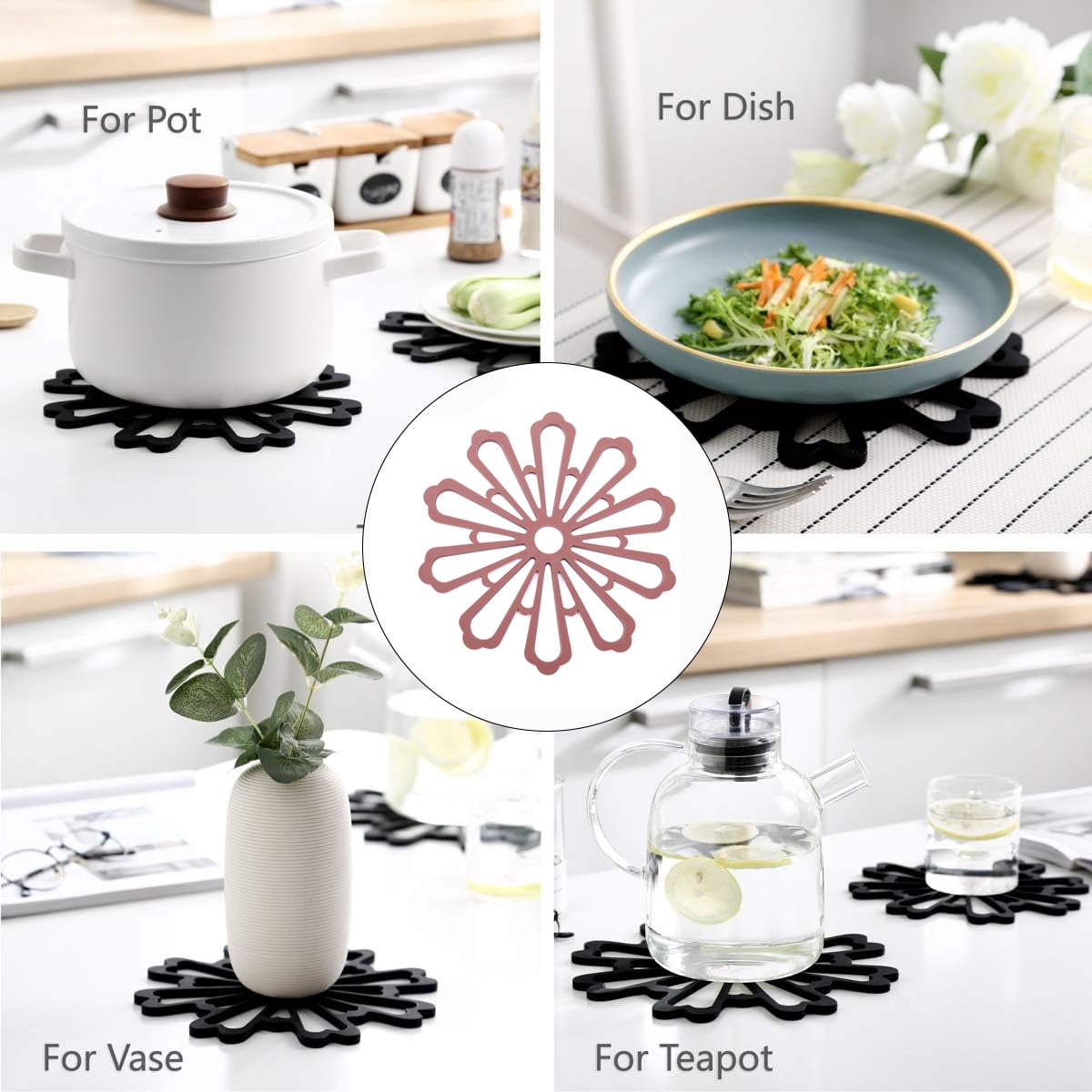 Silicone tripod pad set is suitable for hot dishes, pots and pans, hot ...