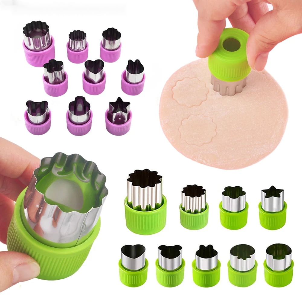 Silicone world 9Pcs/set Cookie Cutter Embosser Vegetable Cutter ...